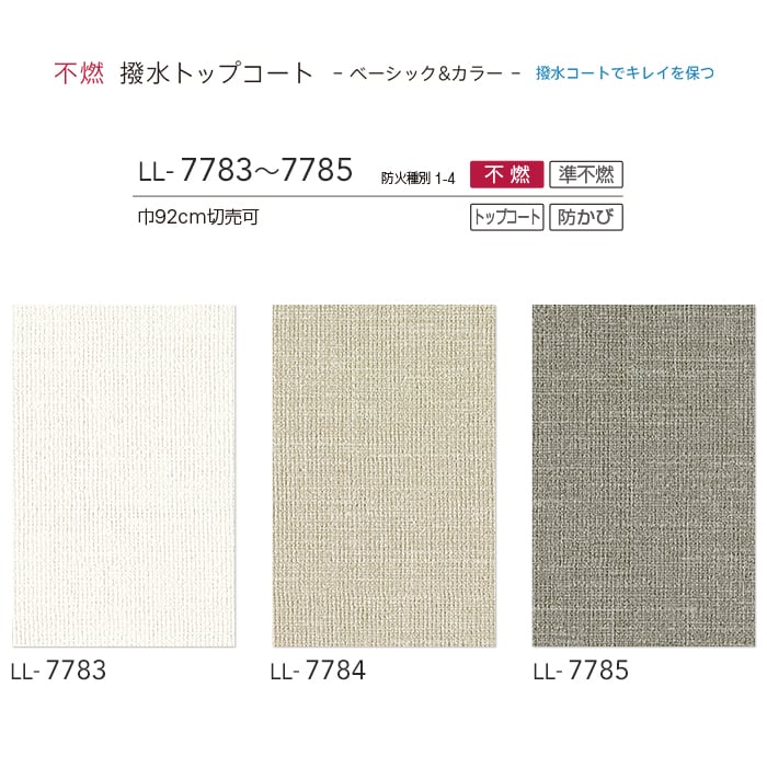 リリカラ 壁紙 クロス のり付き壁紙 ライト 撥水トップコート LL-7783〜LL-7785 : DIYSHOP RESTA Yahoo!店 ...