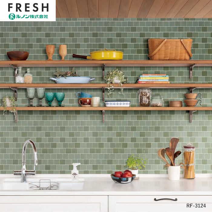 ルノン 壁紙 クロス のりなし ルノンフレッシュ タイル 巾92cm RF-3122〜RF-3124 : DIYSHOP RESTA Yahoo!店 - 通販 - Yahoo!ショッピング
