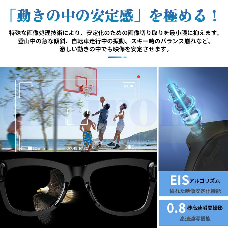 スマートグラス カメラ付き Bluetooth5.3 AIメガネ マイク内蔵 500万
