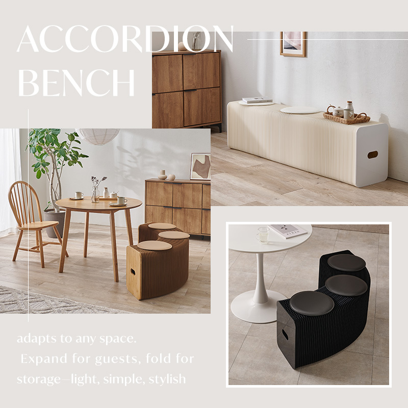 HAGiHARA（萩原） ベンチ 収納 椅子 おしゃれ クッション 折りたたみ チェア アコーディオン椅子 ペーパーチェア 紙製 アコーディオンベンチ 3人掛け アコ : クオリアル ...