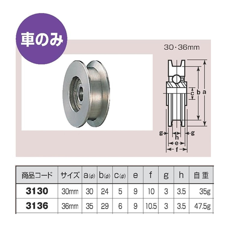 ヨコヅナ ベアリング入 ステンレス戸車 枠付/車のみ 1個 SBS-0366 枠付 36mm : カネマサかなものe-shop - 通販 - Yahoo!ショッピング