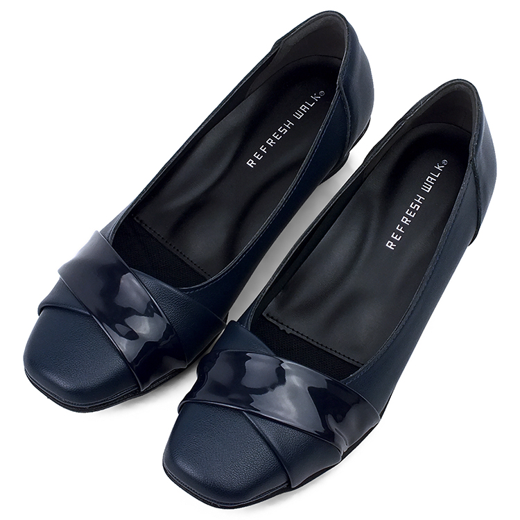 REFRESH WALK リフレッシュウォーク パンプス クロスベルト エナメル コンフォート 4E 幅広設計 軽量 ウェッジソール 外反母趾 高屈曲 防滑 : KARADANILUCK ...