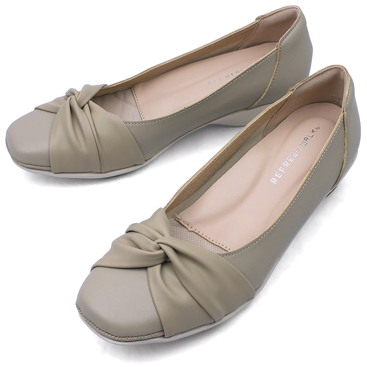 REFRESH WALK リフレッシュウォーク パンプス コンフォート 4E 幅広設計 超軽量 ウェッジソール ツイストリボン 外反母趾 高屈曲 防滑 フォーマル オフィス ...