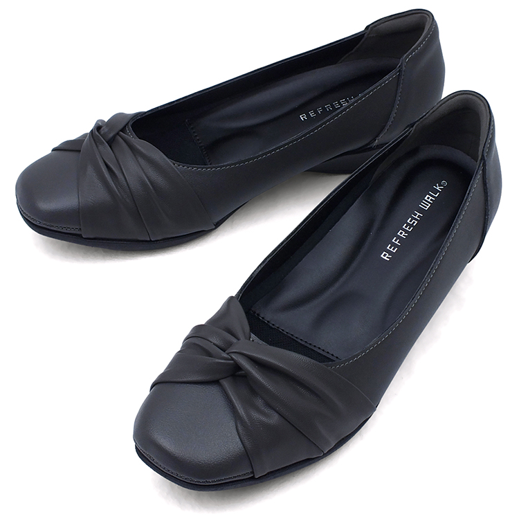 REFRESH WALK リフレッシュウォーク パンプス コンフォート 4E 幅広設計 超軽量 ウェッジソール ツイストリボン 外反母趾 高屈曲 防滑 フォーマル オフィス ...