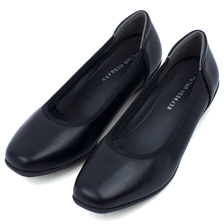 REFRESH WALK リフレッシュウォーク パンプス コンフォート スクエアトゥ ローヒール 3E 幅広 軽量 抗菌 防臭 屈曲 防滑 フォーマル 仕事 冠婚葬祭 レディース ...