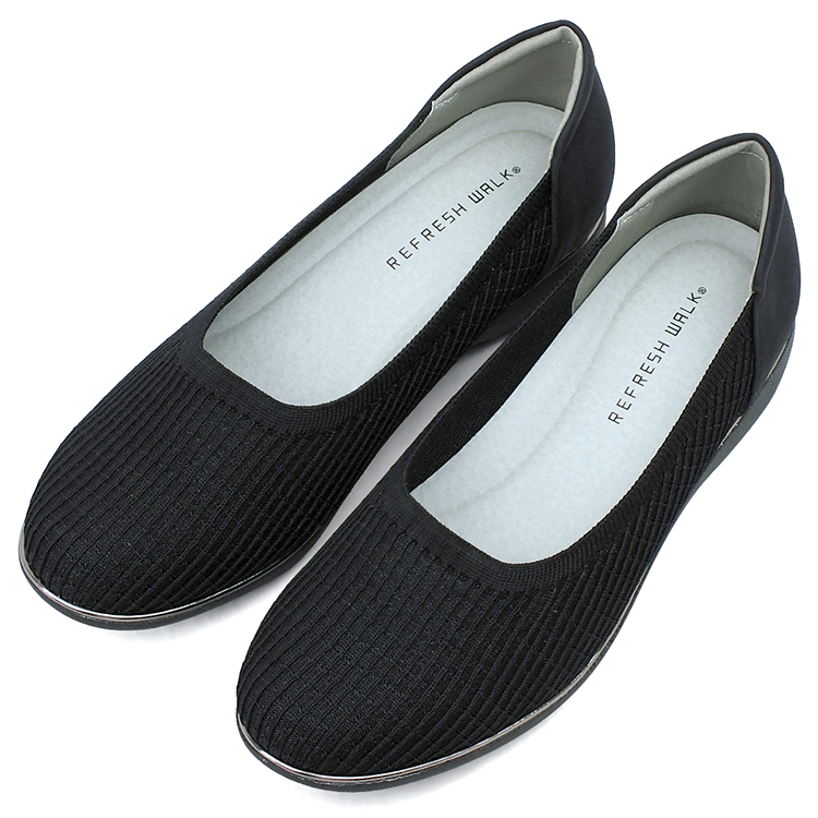 REFRESH WALK リフレッシュウォーク パンプス ニット ラウンドトゥ コンフォート 3E 幅広設計 軽量 屈曲 防滑 レディース プレゼント ギフト :6232 ...