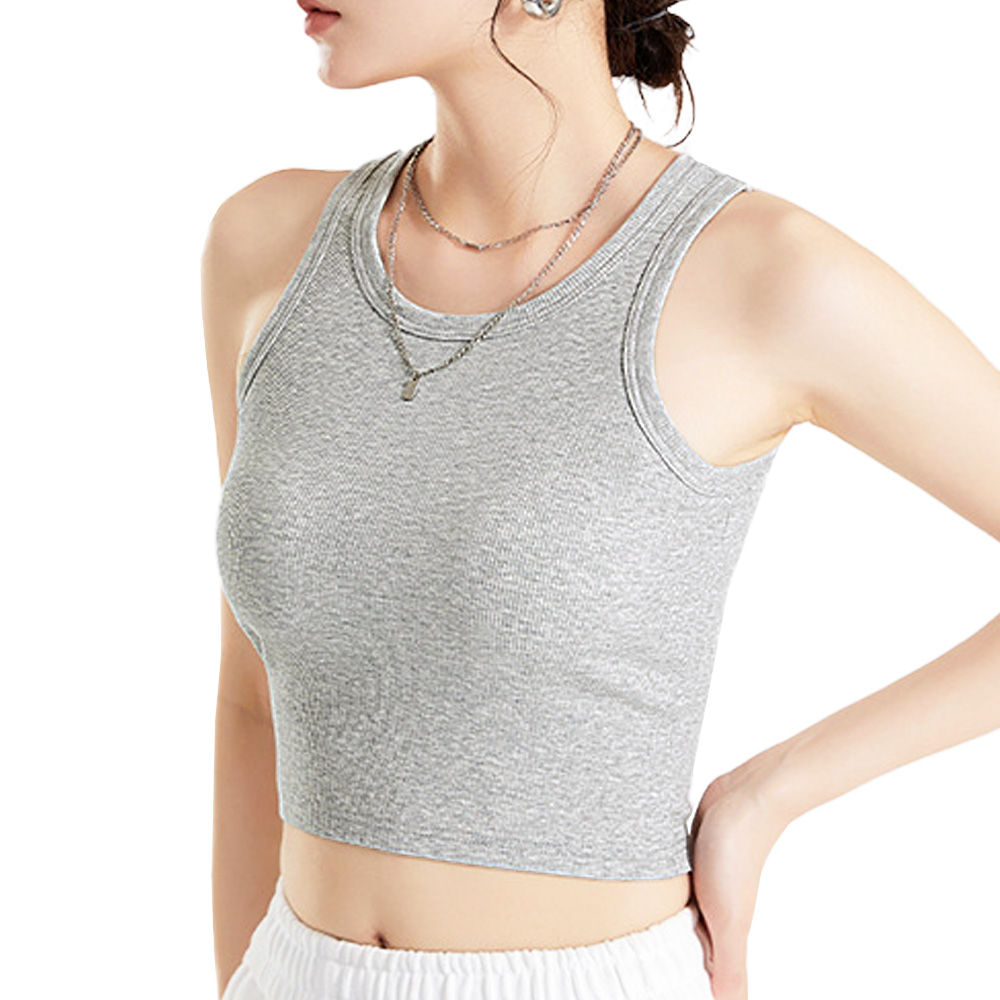 カップ付き タンクトップ クロップド丈 ブラトップ ブラタンク レディース ノースリーブ 通気性 リブ多編み しっかりした生地 フィット rr-005 : Karly Shop - 通販 ...