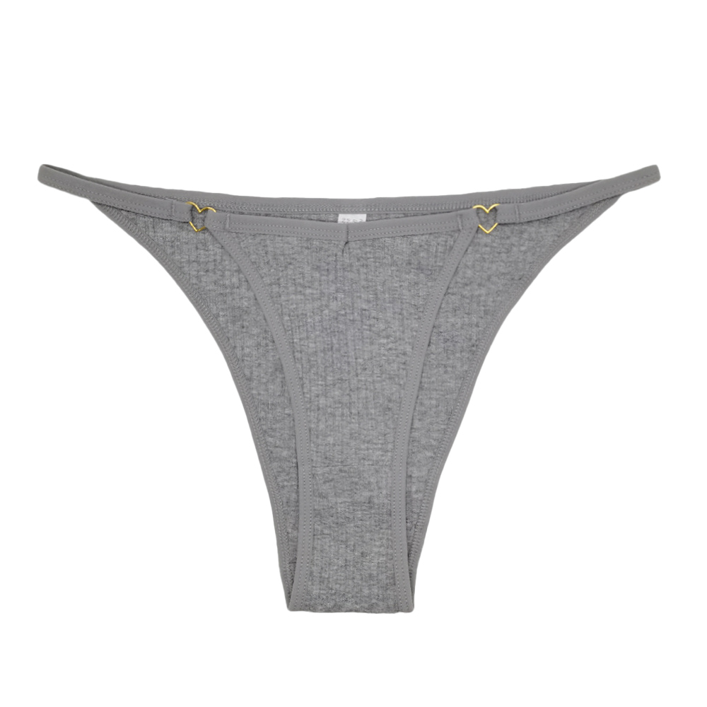 ブラジリアン レディース 綿 コットン リブあみ ハート チャーム ストレッチ ハーフバック シンプル 無地 スポーツ Tバック ショーツ 黒 ...