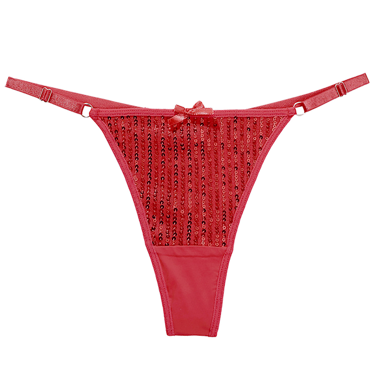 Tバックショーツ レディース スパンコール リボン 前面キラキラデザイン アジャスター付き サイドゴム 調節可能 セクシー 下着 ランジェリー 黒 白 赤 青 rt-037 : Karly ...