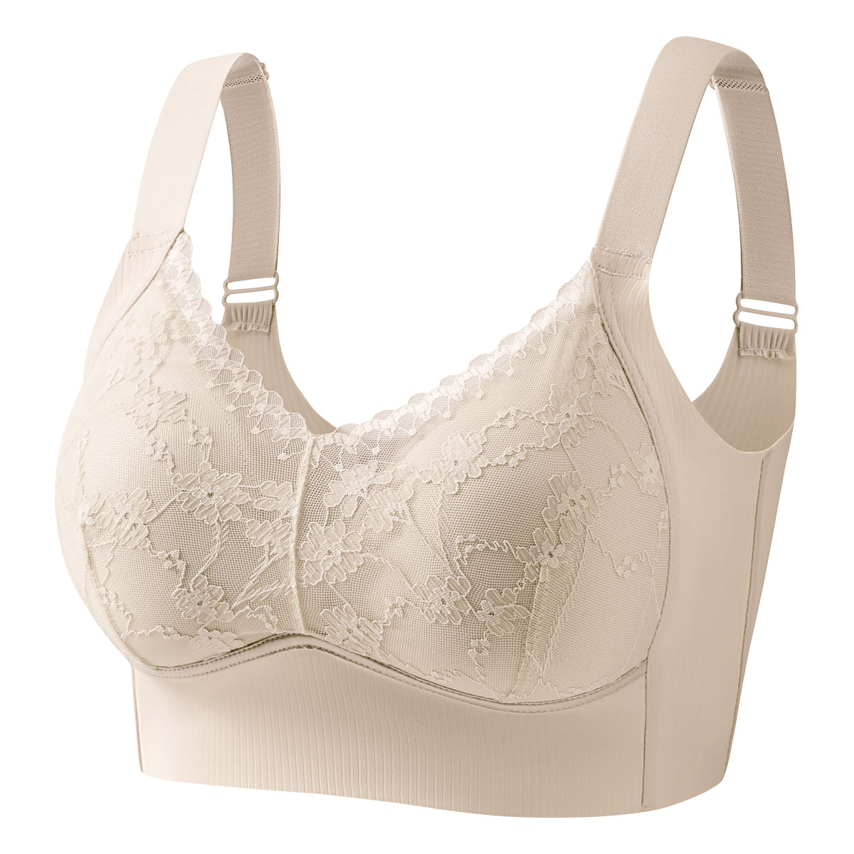 シームレスブラ ブラジャー ノンワイヤーブラ ナイトブラ 下厚カップ 花柄 レース 肩紐調節 美胸 盛れる 脇高設計 太めストラップ 大きいサイズ 黒 as-016 : Karly Shop ...