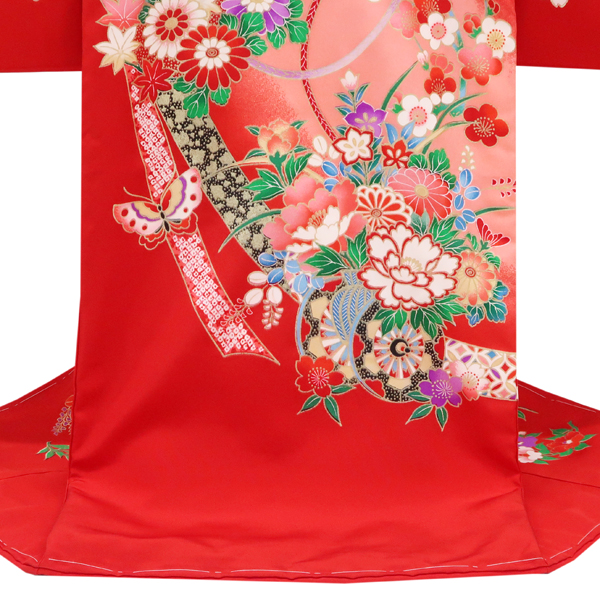 産着 女の子 販売 赤 お宮参り 正絹 着物 初着 のしめ 新品 購入 女 宮参り 花車 蝶 組紐 熨斗 仕立て上がり 赤ちゃん 女児 ju ...