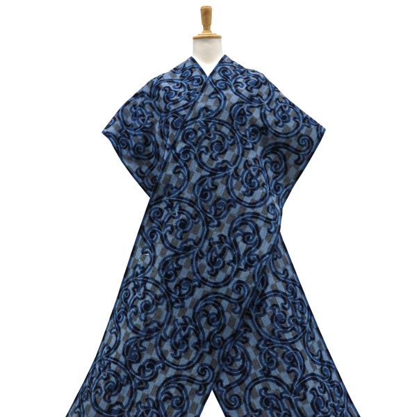 15%クーポンあり 久留米絣 着物 池田光政 仕立て付き 青色 紺色 唐草 市松 チェック 反物 単衣 販売 購入 新品 伝統的工芸品 綿 久留米かすり 木綿の花 tu-107 : 京都の着物 ...