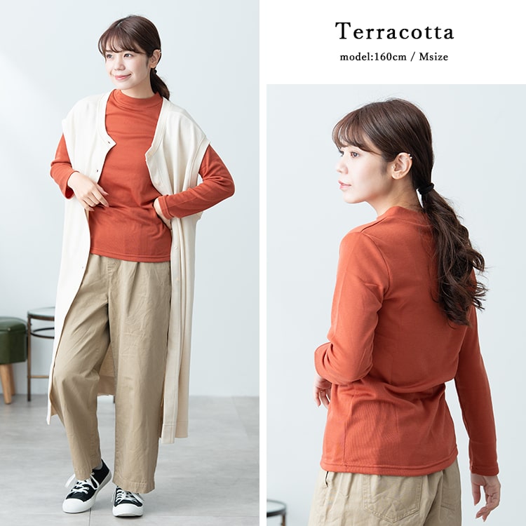 PAGE ONE（ファッション） カットソー レディース 長袖 ハイネック 裏起毛 暖かい tシャツ インナー ひまわりオイル加工 秋 冬 30代 40代 50代 爆買 : 神戸岡本 ...