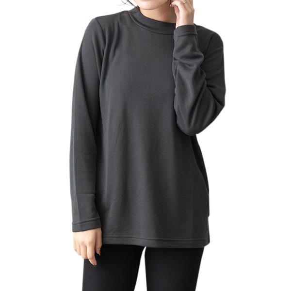 PAGE ONE（ファッション） カットソー レディース 長袖 ハイネック 裏起毛 暖かい tシャツ インナー ひまわりオイル加工 秋 冬 30代 40代 50代 爆買 : 神戸岡本 ...