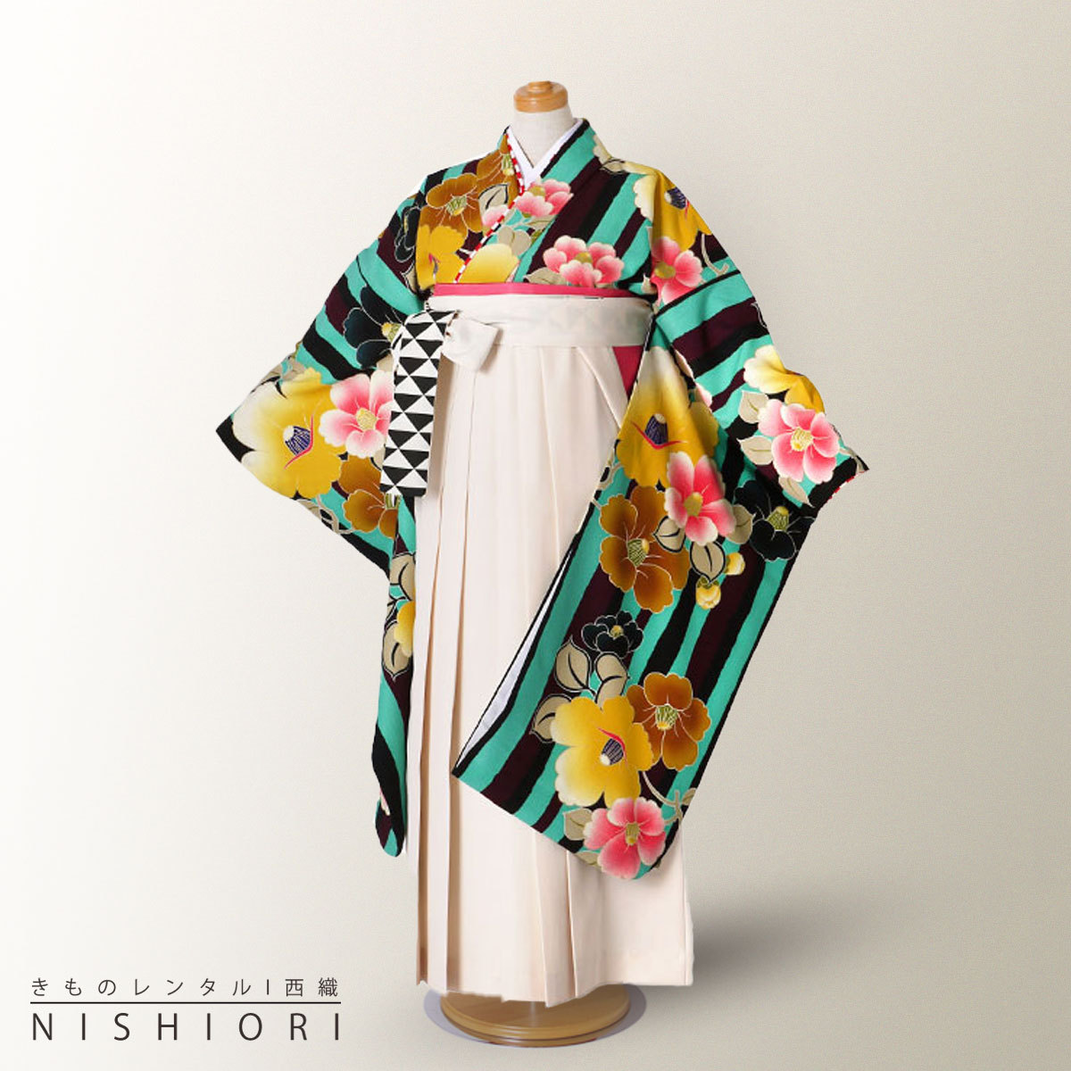 NISHIORI ジュニア 二尺袖 着物 袴 レンタル商品 紅一点 ブランド 往復