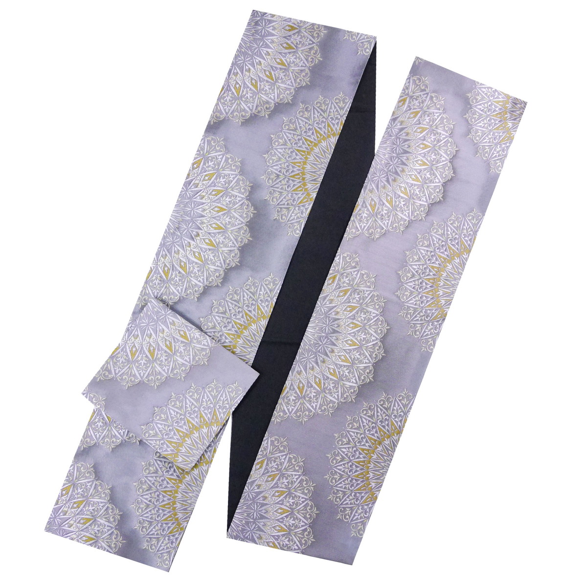 NISHIORI フォーマル 袋帯 全通 古典 唐草 グレー 灰色 ゴールド 金