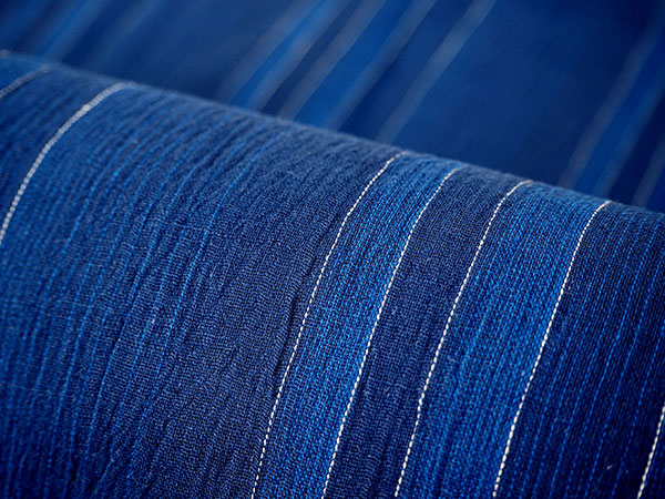 着物 夏着物 綿麻 琵琶上布 Lサイズ 洗える 濃紺 縞 普段着 メンズ 夏