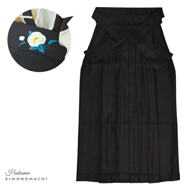 袴 セット 女性 4点セット「二尺袖：縞に椿 スモークブルー＋袴：