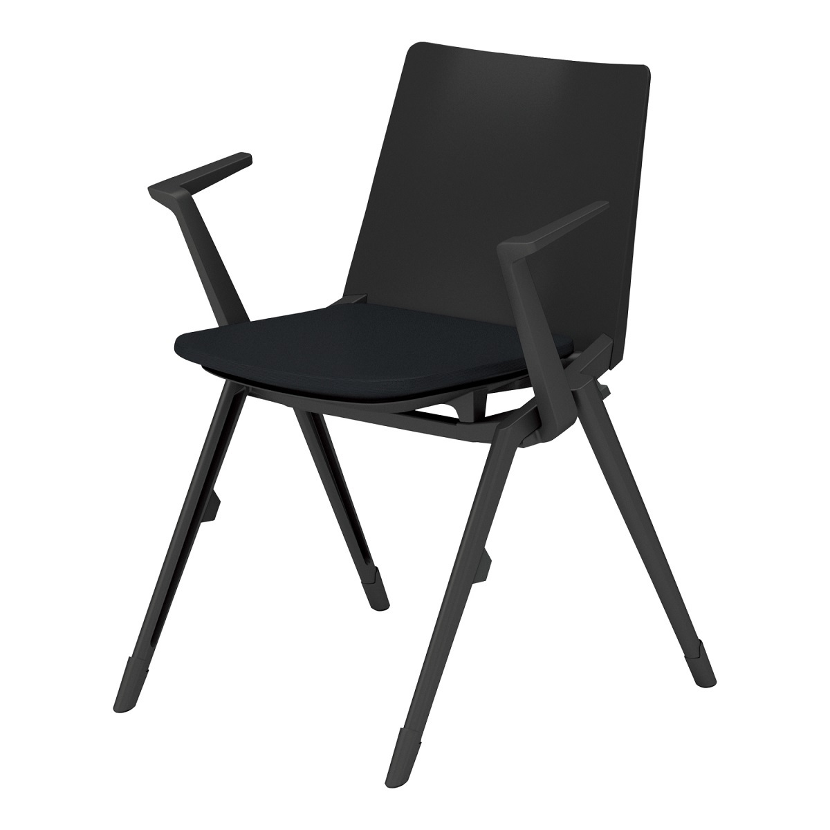 KOKUYO 【ラクラク納品】 コクヨ ミーティングチェア STACKA スタッカ K12-B011CZ ブラック塗装脚 固定脚タイプ 肘付き ...