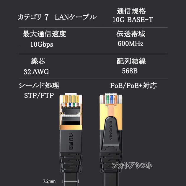【互換品】panasonic/パナソニック対応 LANケーブル カテゴリ7準拠 5.0m 平型フラットタイプ STPシールド RJ45 より線 ...