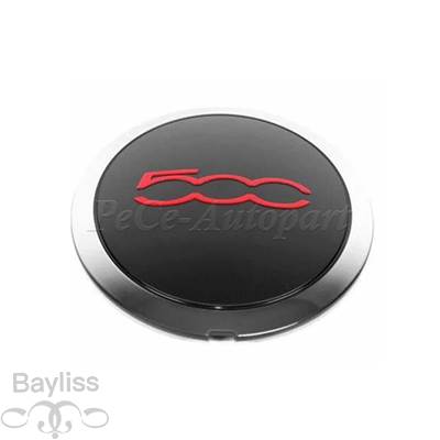 フィアット500用ホイールセンターハブキャップ ダストカバー ブラック レッド 133mm 68078419ac 68078421ac ...