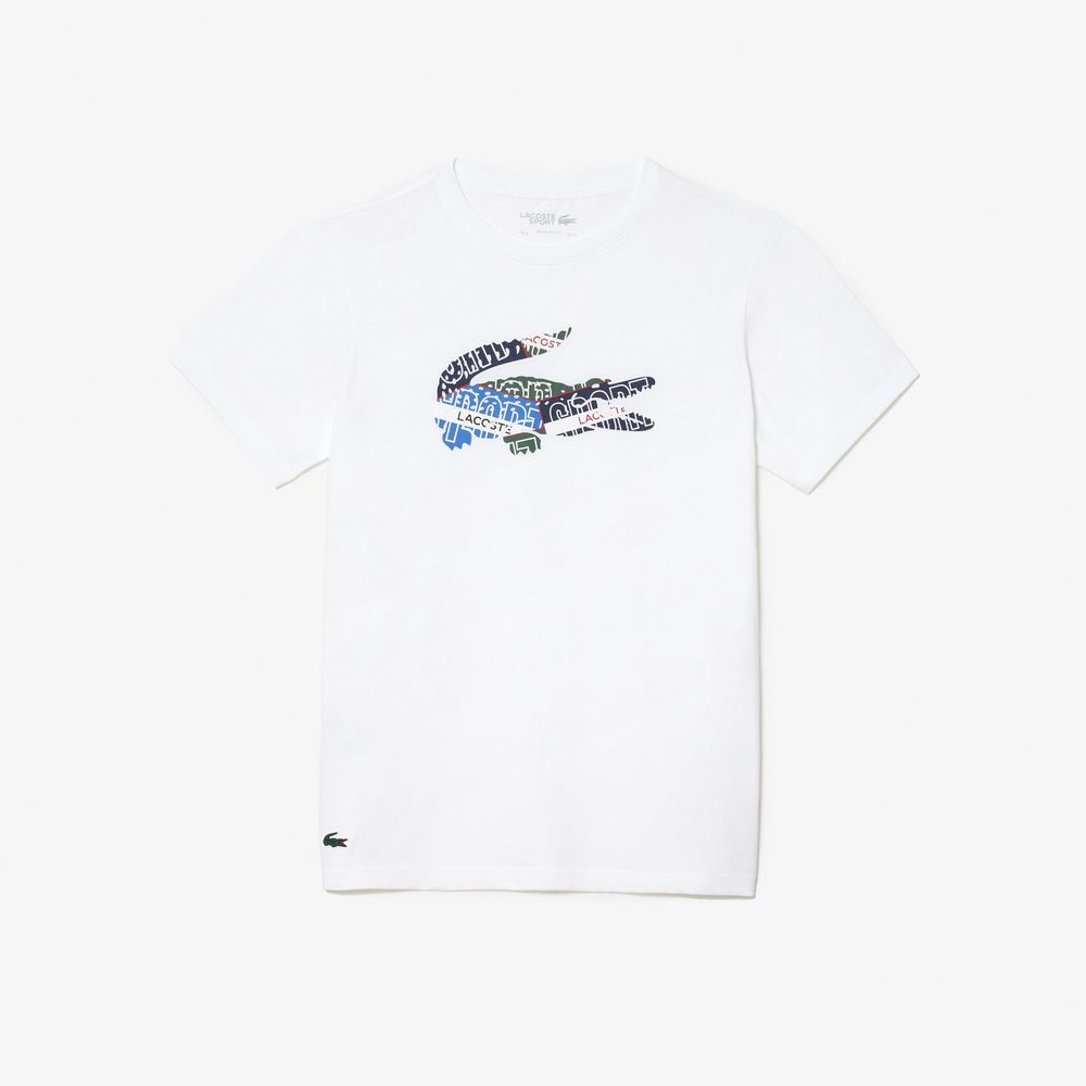 『即日出荷』ラコステ LACOSTE テニスウェア メンズ コラージュワニロゴクルーネックTシャツ TH1801-10-001 2023FW ...