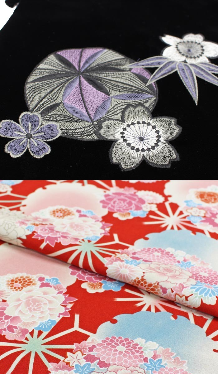 IKKOベルベットショール 刺繍入り 花柄裏地 振袖ブランド 紫 赤 IKKOベルベットショール 刺繍入り 花柄裏地 振袖ブランド 紫 赤