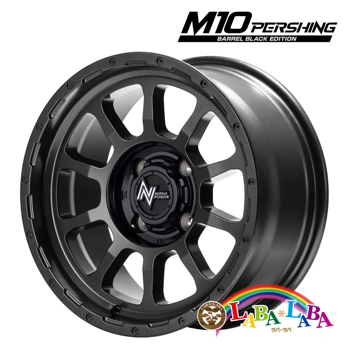 マルカサービス ホイール 14インチ 14×4.5J +45 PCD100 4穴 MID NITRO POWER M10 PERSHING BARREL BLACK EDITION 4本セット ...