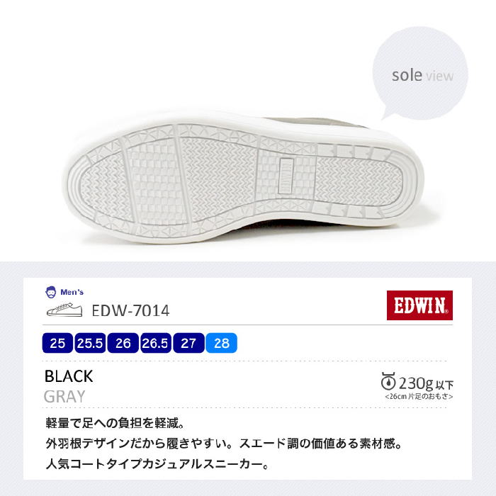 EDWIN エドウィン EDW-7014 スニーカー メンズ 定番 ローカットスニーカー 靴 カジュアルシューズ 軽量 通勤 通学 無地 レースアップ メンズシューズ : Lib ヤフー ...