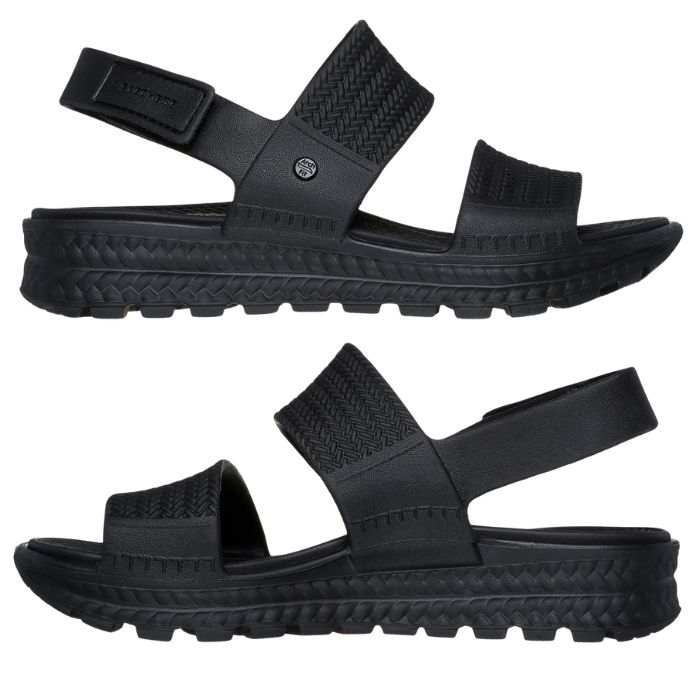 SKECHERS（スケッチャーズ） レディース サンダル ARCH FIT FOOTSTEPS 111461 厚底 軽量 靴 黒 ブラック ...