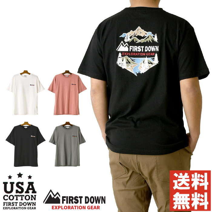 FIRST DOWN EXPLORATION GEAR FirstDown ファーストダウン EX USAコットン 半袖 Tシャツ バックプリント アウトドア ブランド キャンプ SDG's ...