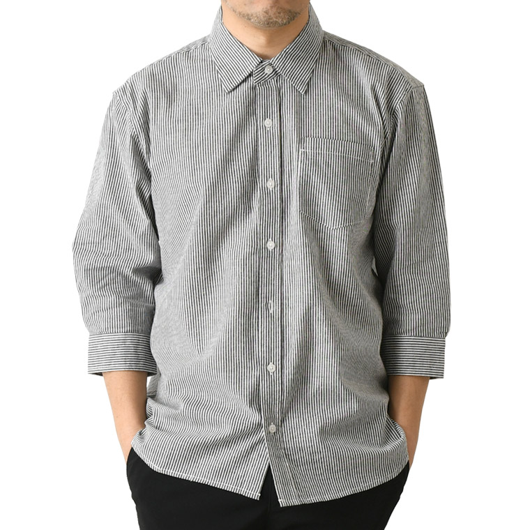 袖の長さが選べる ブロード シャツ メンズ ストライプ 長袖 7分袖 半袖 レギュラーシルエット 春 夏 秋 【RQ1283】 送料無料 通販 ...