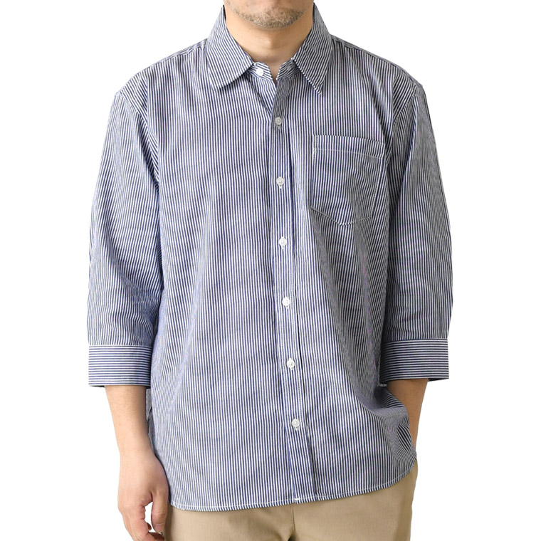 袖の長さが選べる ブロード シャツ メンズ ストライプ 長袖 7分袖 半袖 レギュラーシルエット 春 夏 秋 【RQ1283】 送料無料 通販 ...