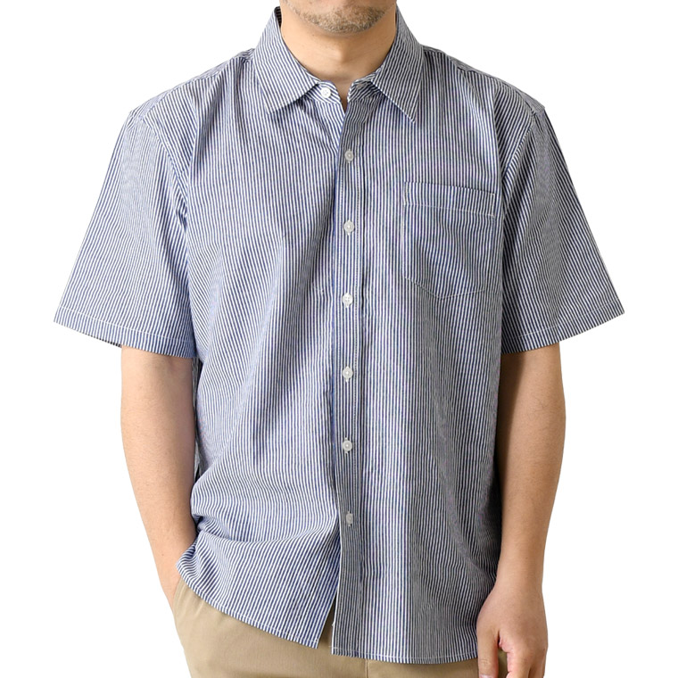 袖の長さが選べる ブロード シャツ メンズ ストライプ 長袖 7分袖 半袖 レギュラーシルエット 春 夏 秋 【RQ1283】 送料無料 通販 ...