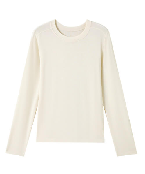 カットソー レディース クルーネックトップス 肌に優しい もっちり 絶妙 フィット感 伸びる ストレッチ性 インナー あったか 長袖 長そで 無地 rt9936 : rt9936 ...