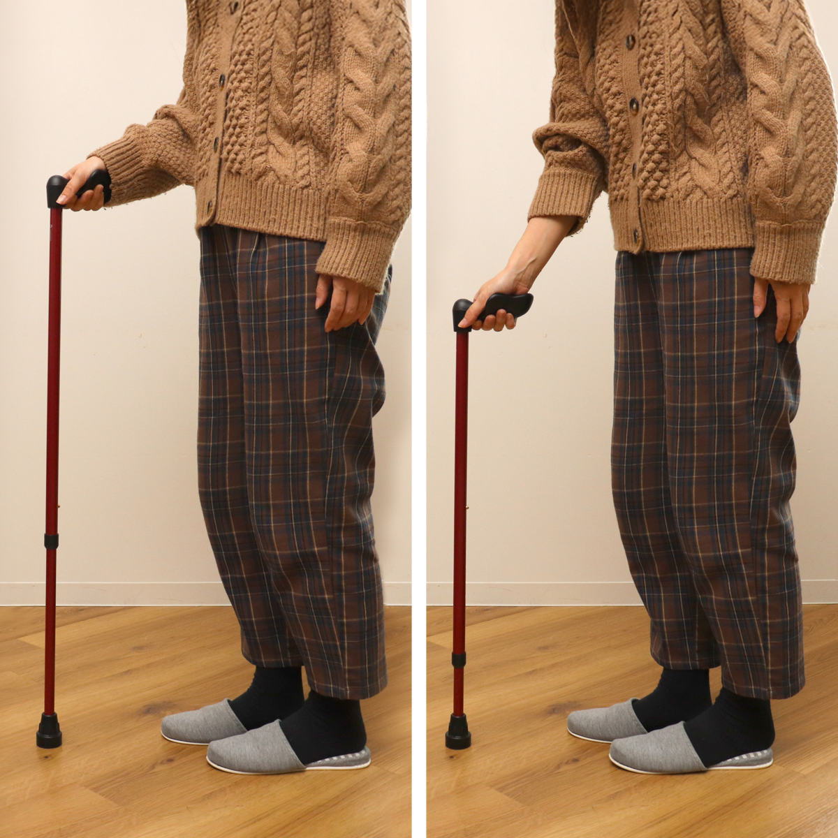 杖 伸縮 オッセンベルグ FGシリーズ 右手用 幅広グリップ （ つえ ツエ