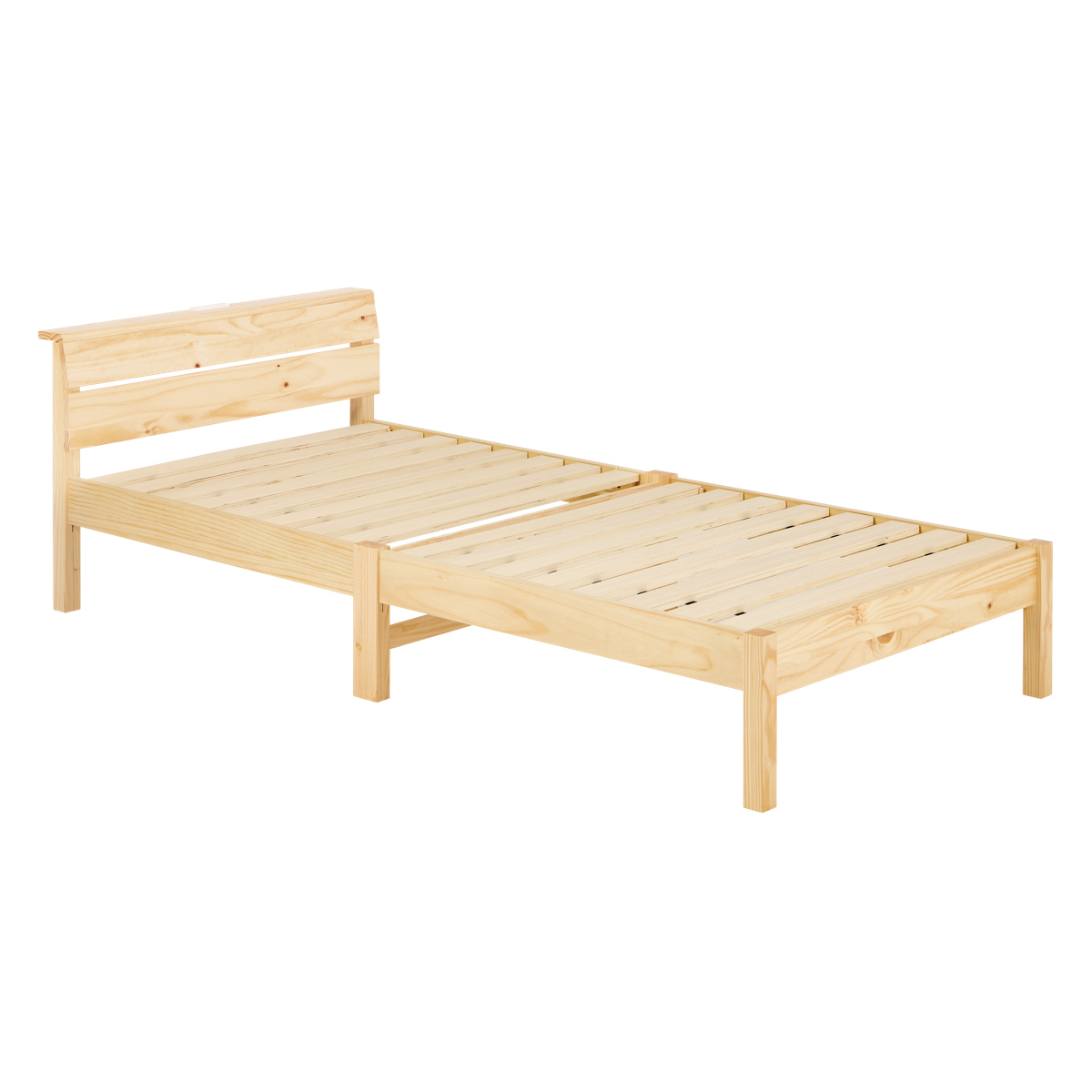 HAGiHARA 3分組立ベッド シングル 2口コンセント付 背もたれ 工具不要 天然木 （ ベッド 組み立て簡単 すのこ 棚付 ） : リビングート ヤフー店 - 通販 - Yahoo!ショッピング