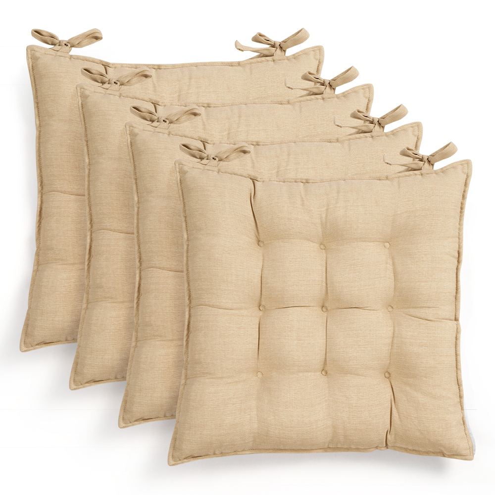 AIFY クッション 椅子 座布団 椅子用 クッション 紐付き 背もたれ クッション 4枚セット チェアパッド 北欧 紐付き座布団 椅子用 ひも付き 無地 洗える 母の日 : LOGILIFE ...