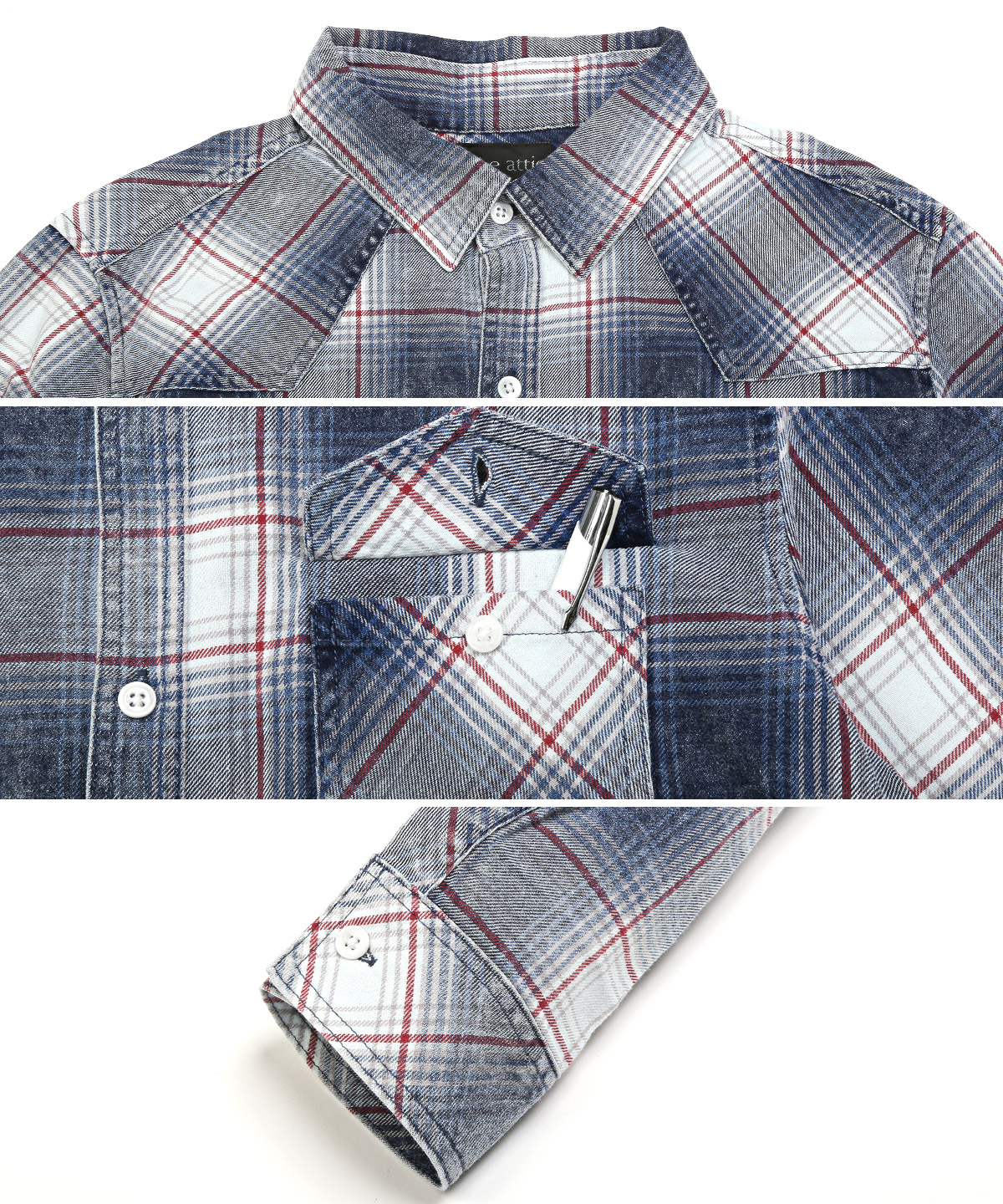 長袖シャツ メンズ チェック ウエスタンシャツ インディゴ ポケット 色落ち アメカジ : aa-2955 : LUXSTYLE - 通販 ...