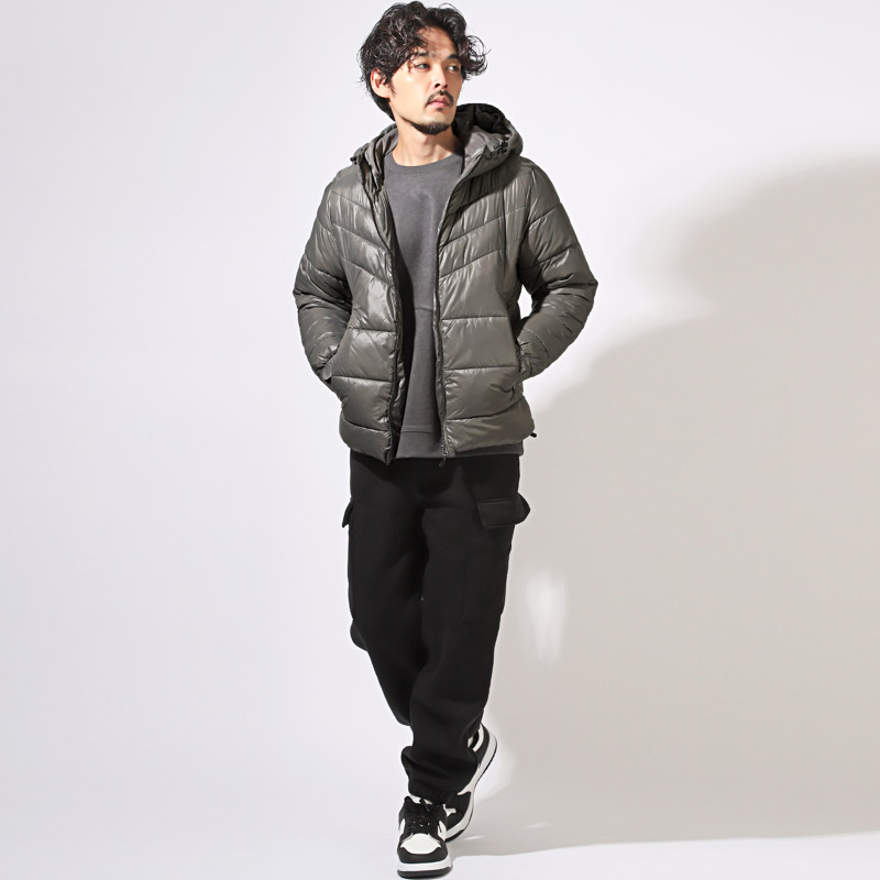 中綿ジャケット メンズ レディース フェイクダウン ブルゾン キルト アウター 防風 撥水 防寒 暖か 無地 スタンドネック aa-3387 ...