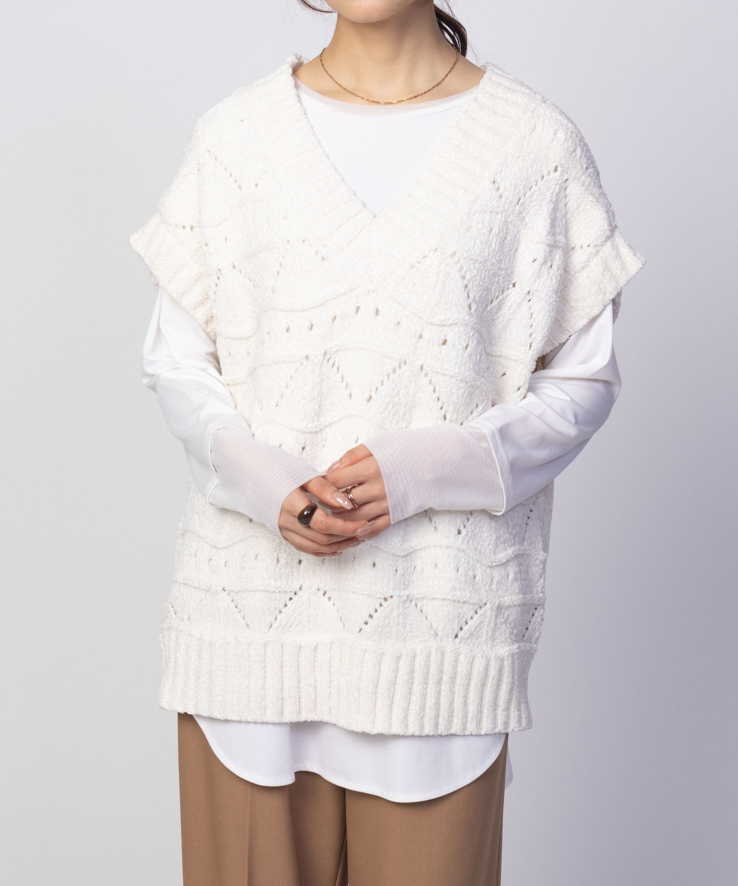 HusHusH ハッシュアッシュ ベスト レディース ニット Vネック プルオーバー トップス : Mac-House(マックハウス) - 通販 - Yahoo!ショッピング