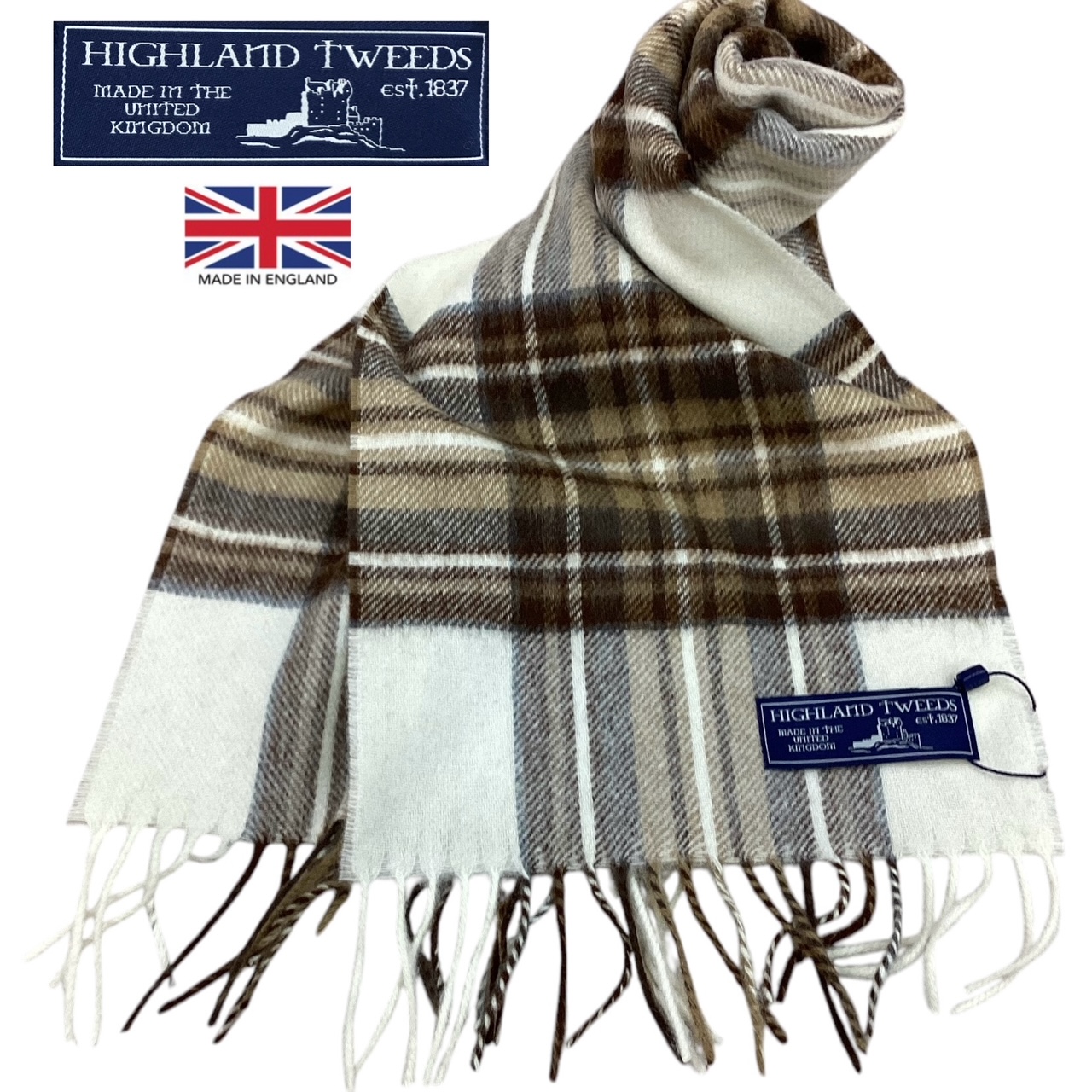 イギリス製 送料無料 HIGHLAND TWEEDS【ハイランドツイード】BRONTE【ブロンテ】N.D.S マフラー スカーフ メンズ ...