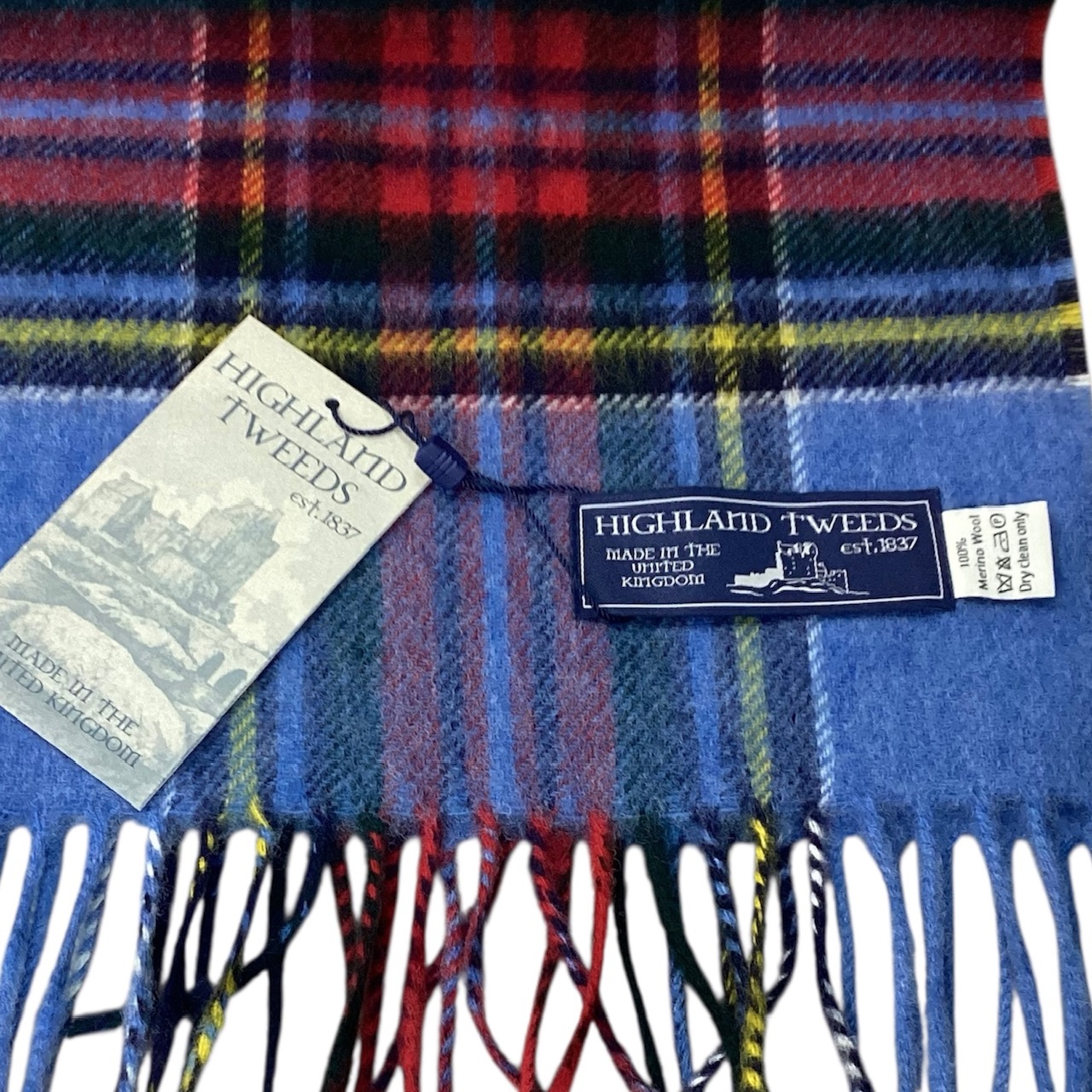 イギリス製 送料無料 HIGHLAND TWEEDS【ハイランドツイード】BRONTE【ブロンテ】BLUEVINTAGEST. マフラー ...