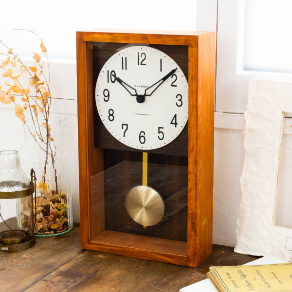 掛け時計 壁時計 掛時計 おしゃれ 木製 ウォールクロック 置き時計 CHAMBRE シャンブル HINOKI PENDULUM CLOCK ヒノキ ペンデュラムクロック インターゼロ ...
