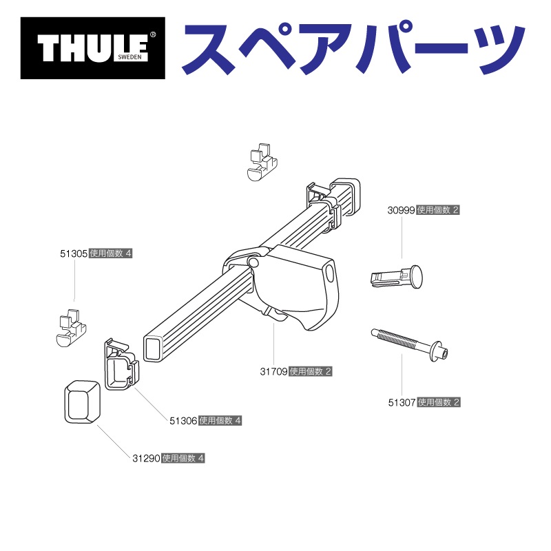 THULE（スーリー） スペアパーツ エンドカバー 31290 TH1500031290 (ベースキャリア Thule SRA Short ...