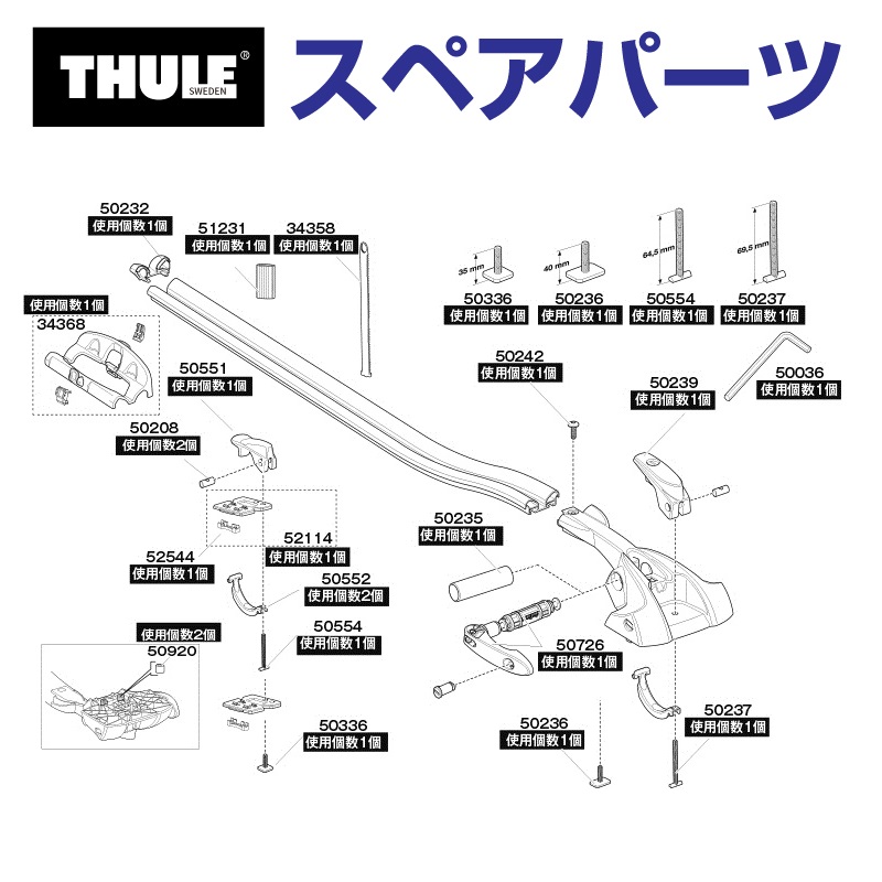 THULE スーリー スペアパーツ バナナグリップ 50552 TH1500050552 (ルーフマウントサイクルキャリア Thule ...