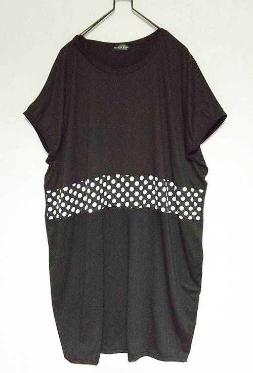 大きいサイズ ワンピース ドット 40代 50代 チュニック ゆったり 重ね着 プリント 切り替え 配色ドルマン カットソー レディース 水玉 黒×モノトーン : torico-plus ...