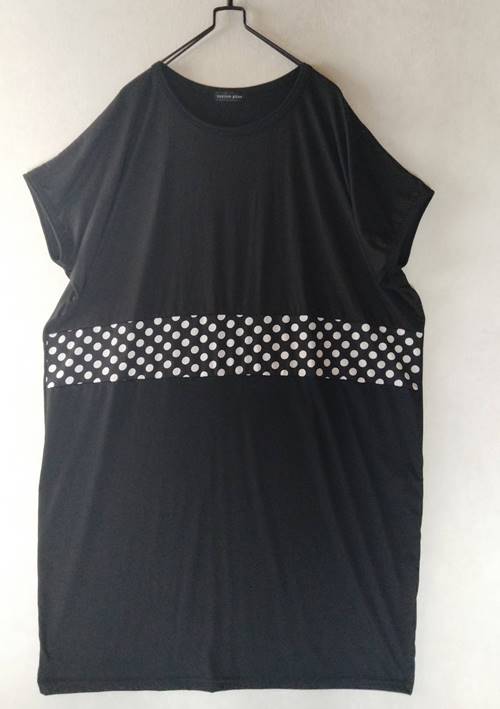 大きいサイズ ワンピース ドット 40代 50代 チュニック ゆったり 重ね着 プリント 切り替え 配色ドルマン カットソー レディース 水玉 黒×モノトーン : torico-plus ...