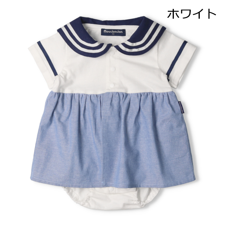 moujonjon 子供服 (ムージョンジョン) セーラー衿ブルマロンパース・Tオール 70cm，80cm M44700 : こどもの森e-shop Yahoo!店 - 通販 - Yahoo ...