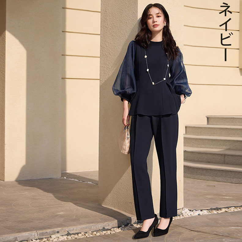 入学式 卒業式 リボンセットアップ レディース ペプラム パンツ セレモニースーツ レース 母親 結婚式 七五三 フォーマル 大きいサイズ 体型カバー おしゃれ : masamasa - 通販 ...
